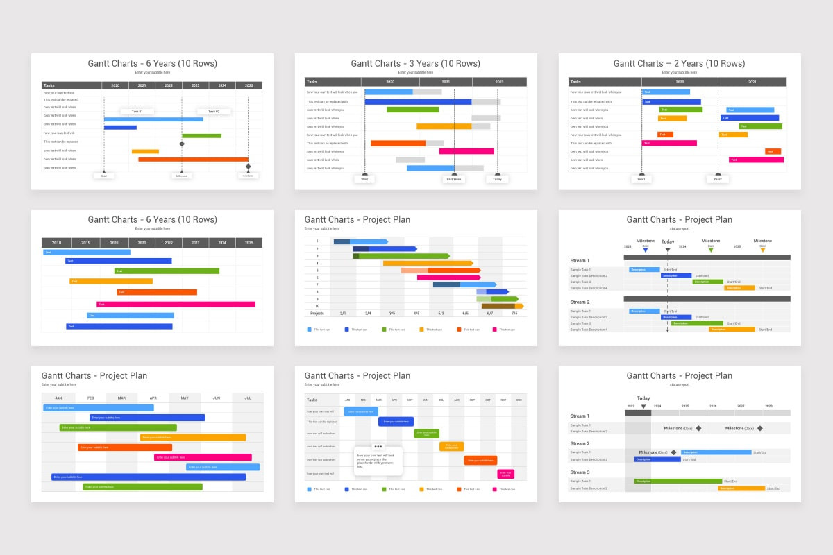 Gantt charts and Timelines Bundle PowerPoint Template | Nulivo Market
