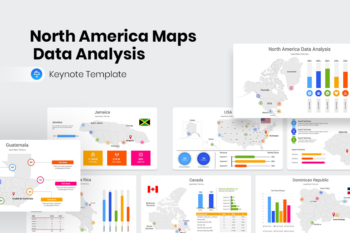 North America Maps Data Analysis Keynote Template | Nulivo Market