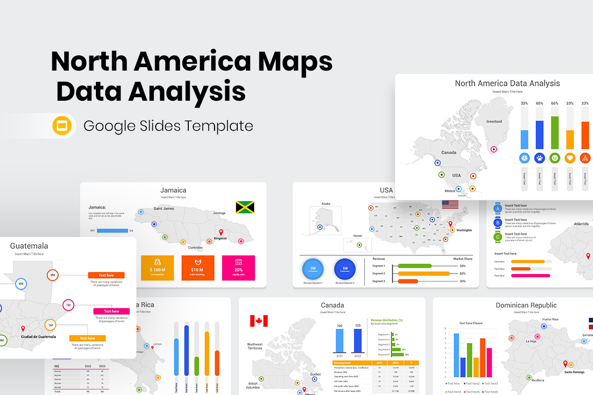 North America Maps Data Analysis Google Slide Template | Nulivo Market