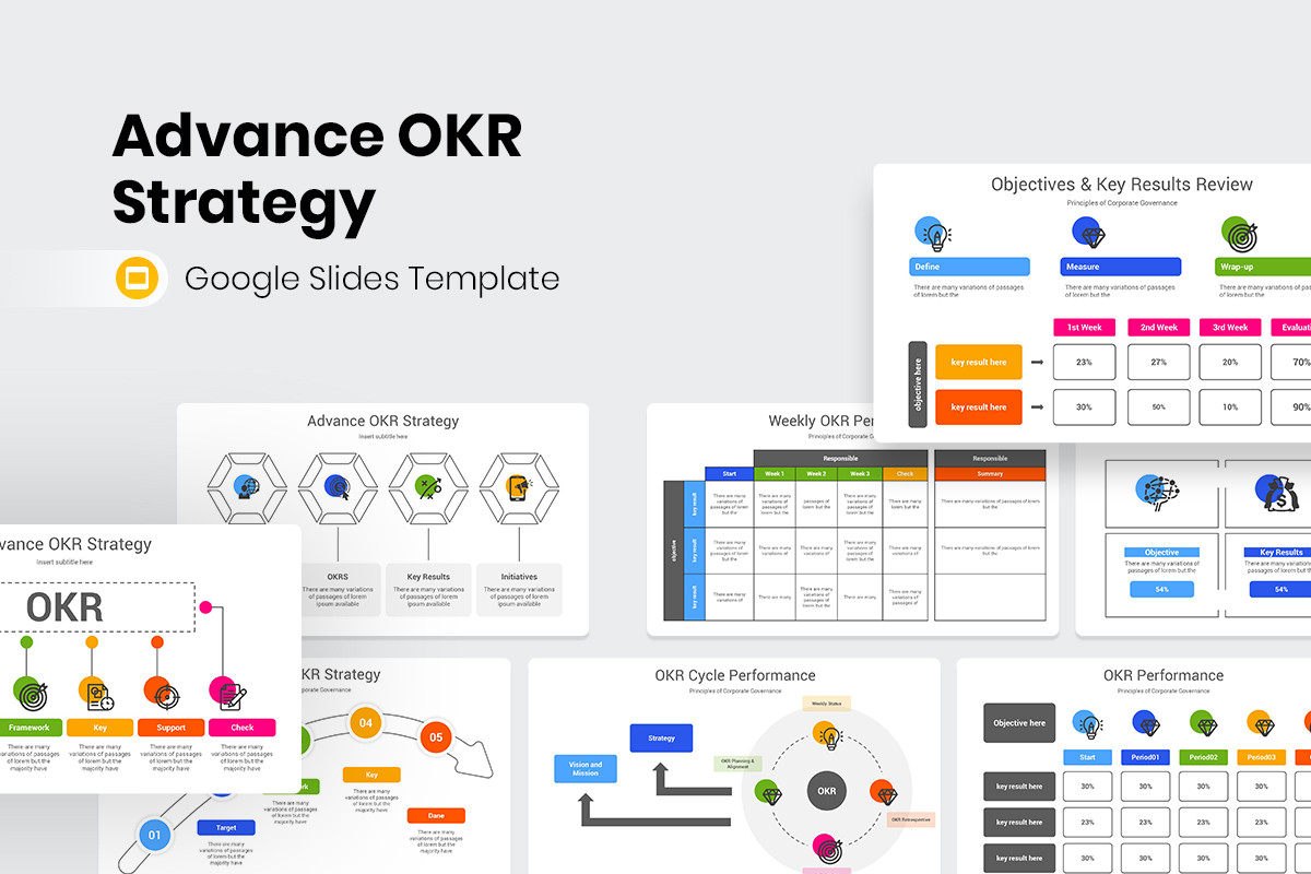 Advance OKR Strategy Google Slide Template | Nulivo Market