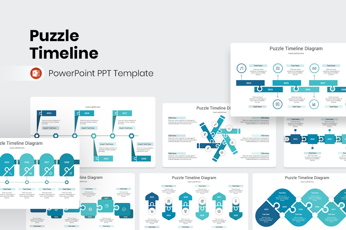 Puzzle Timeline PowerPoint Template | Nulivo Market