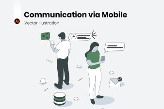 Communication via Mobile Vector Illustration | Nulivo Market