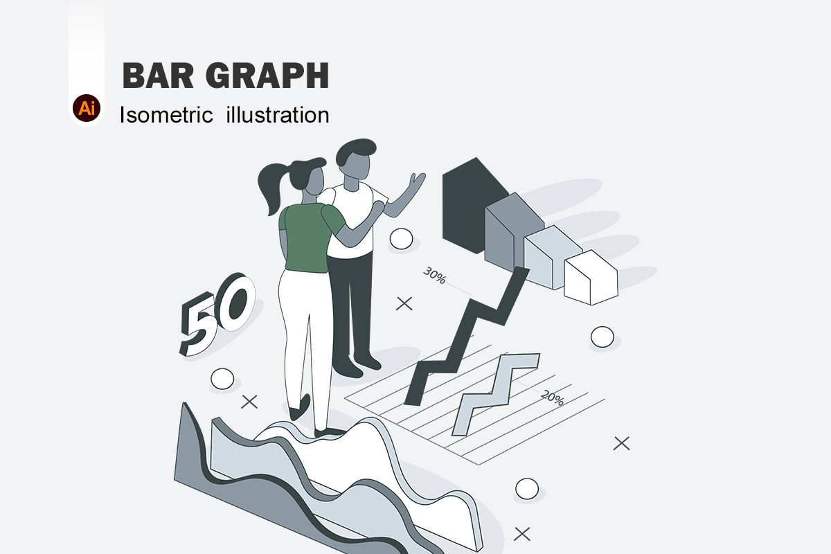 Bar Graph Isometric illustration | Nulivo Market