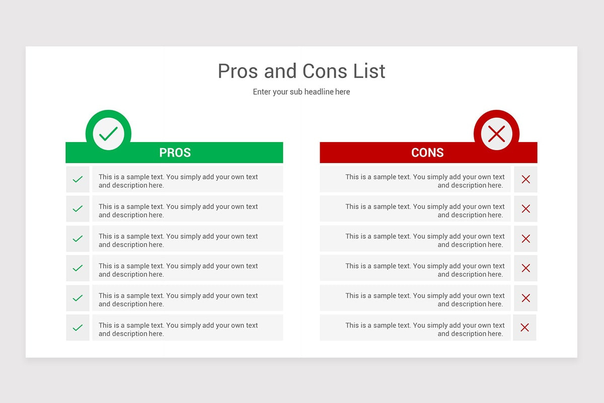 Pros and Cons Keynote Template | Nulivo Market