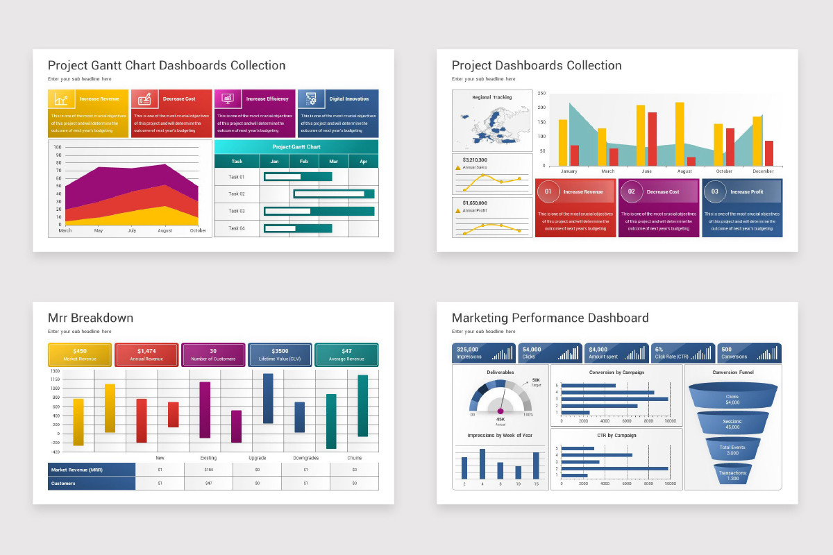 Project Dashboards Collection PowerPoint Template | Nulivo Market