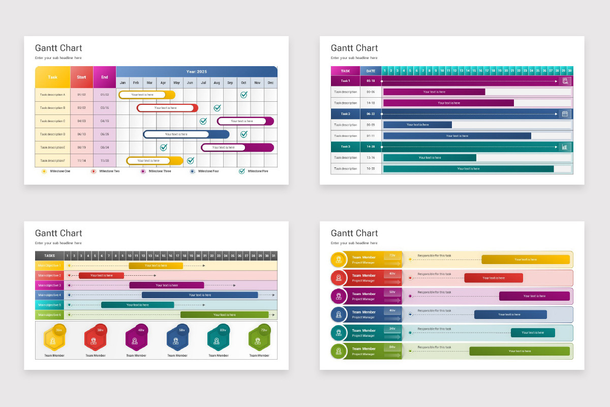 Gantt Charts Collection Google Slides Template | Nulivo Market