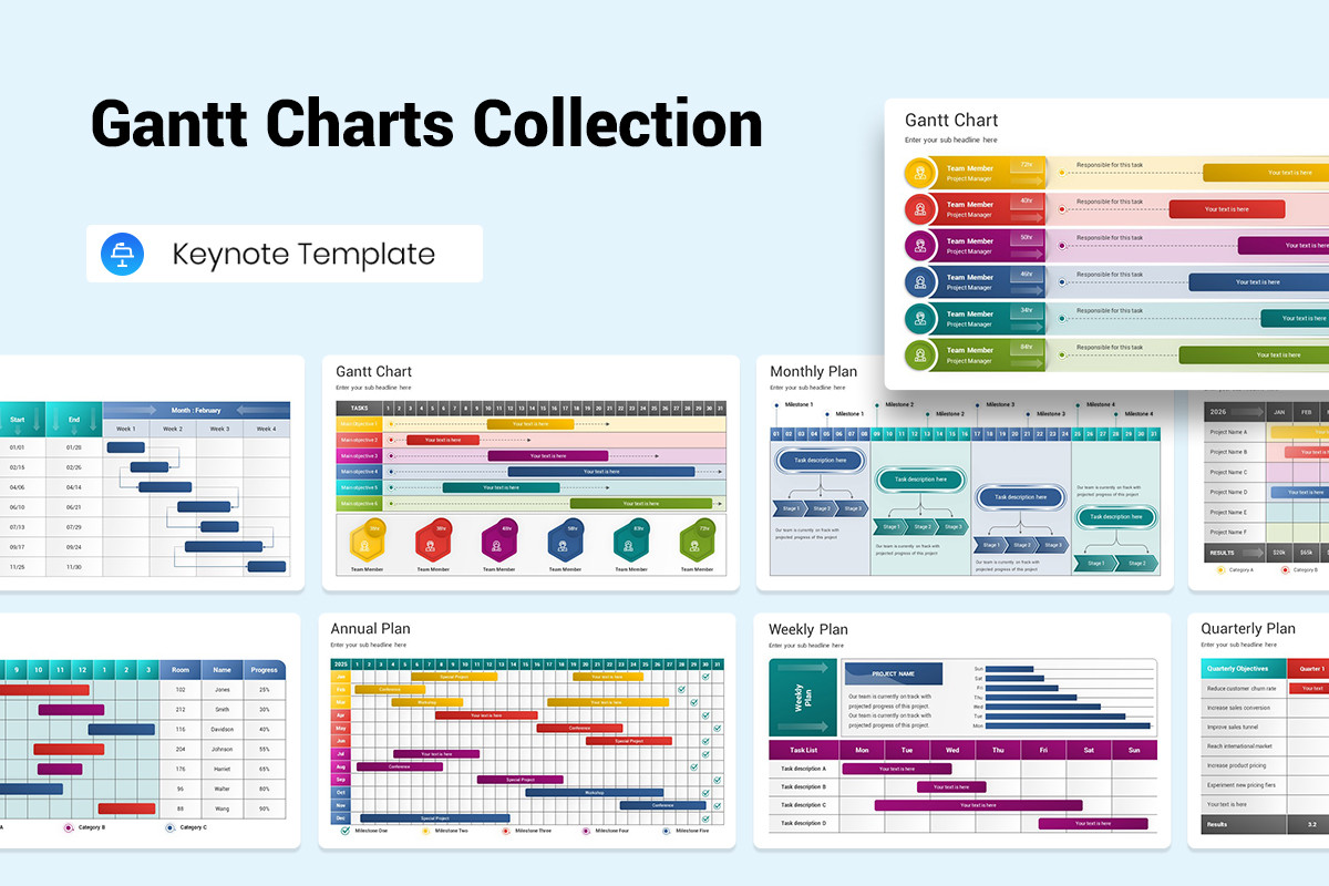 Gantt Charts Collection Keynote Template | Nulivo Market