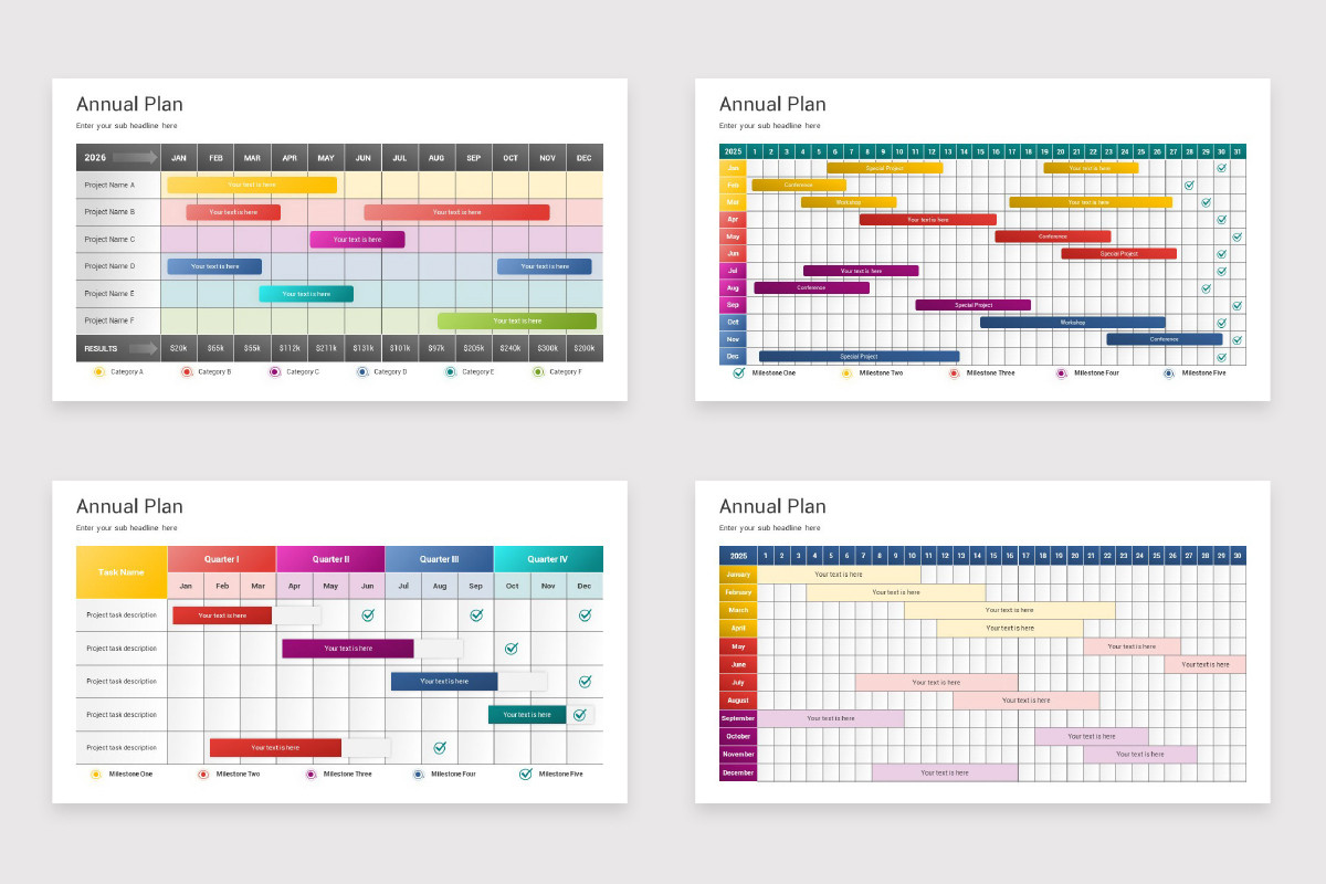 Gantt Charts Collection Keynote Template | Nulivo Market