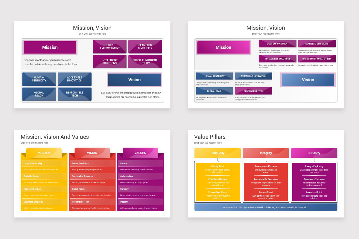 Mission, Vision And Values PowerPoint Template | Nulivo Market