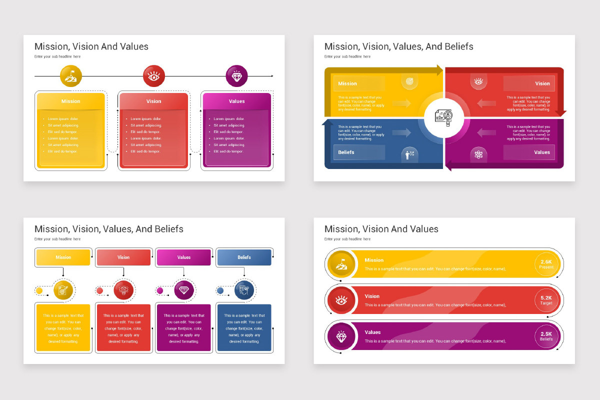 Mission, Vision And Values PowerPoint Template | Nulivo Market