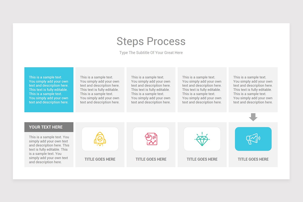 Steps Process With Text Boxes PowerPoint Diagrams | Nulivo Market