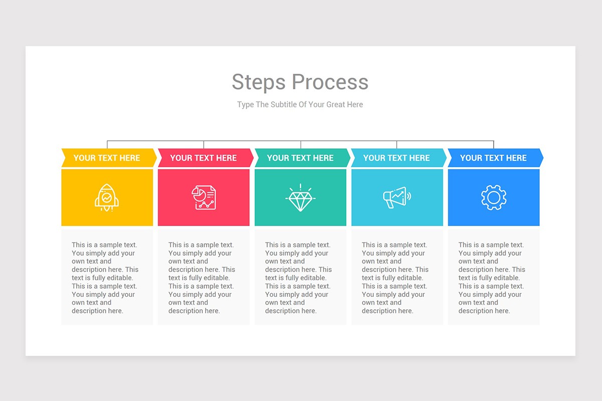 Steps Process With Text Boxes PowerPoint Diagrams | Nulivo Market