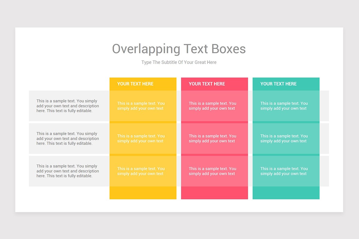 Overlapping Text Boxes Google Slides Template | Nulivo Market