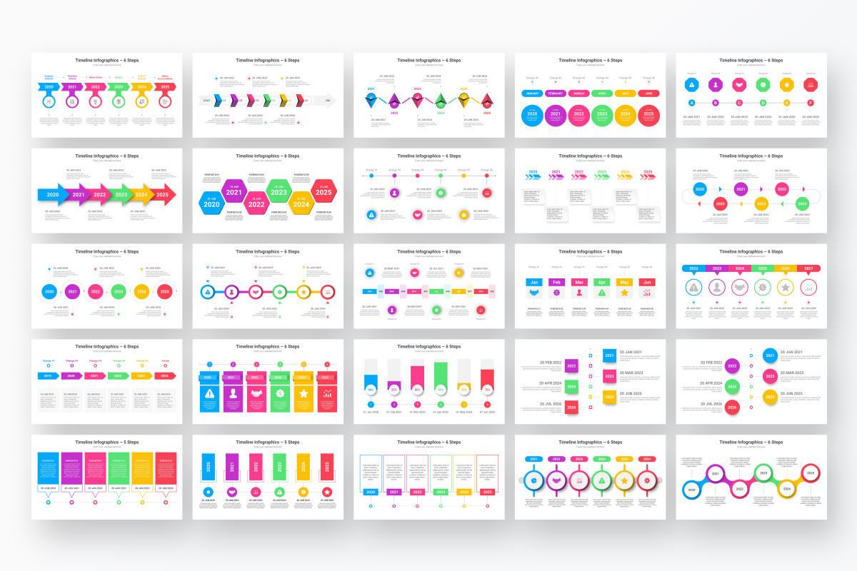 6 Steps Timeline Infographics PowerPoint Template | Nulivo Market