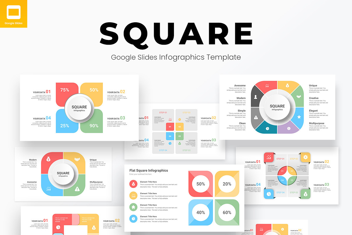 Square Infographics Google Slides Template | Nulivo Market