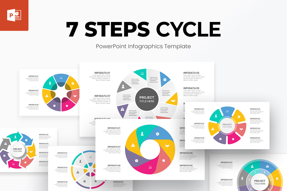 7 Steps Cycle Infographics PowerPoint Template | Nulivo Market
