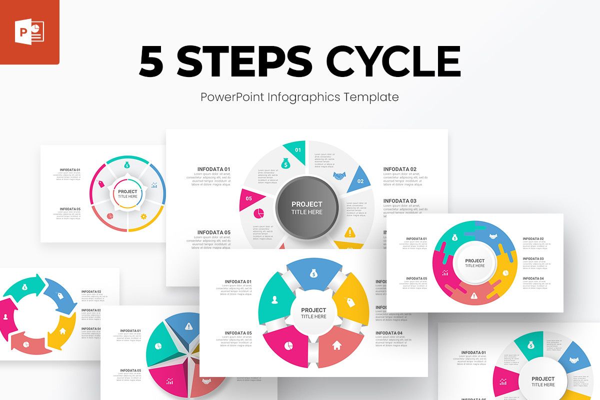 5 Steps Cycle Infographics PowerPoint Template | Nulivo Market