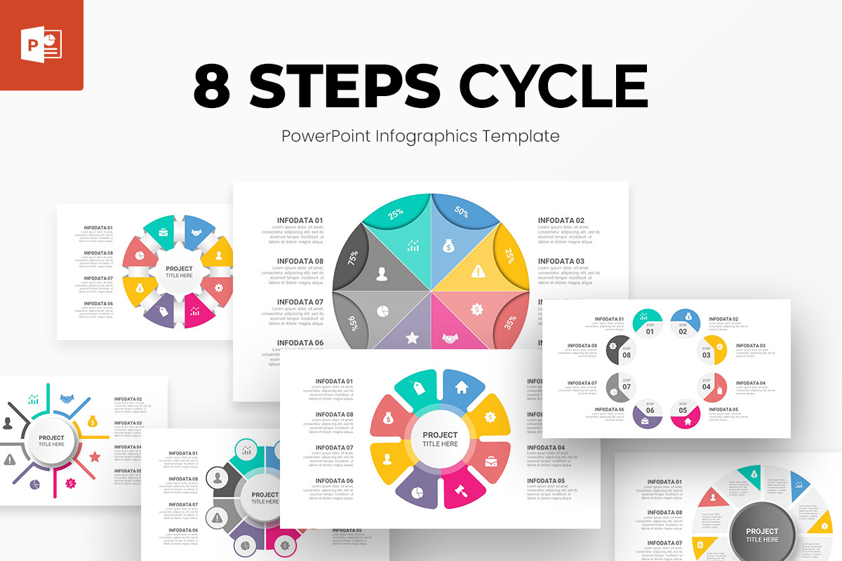 8 Steps Cycle Infographics PowerPoint Template | Nulivo Market