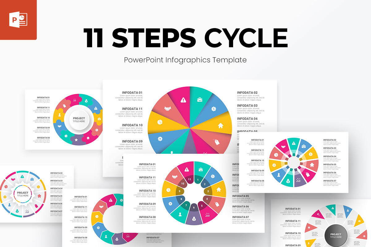 11 Steps Cycle Infographics PowerPoint Template | Nulivo Market