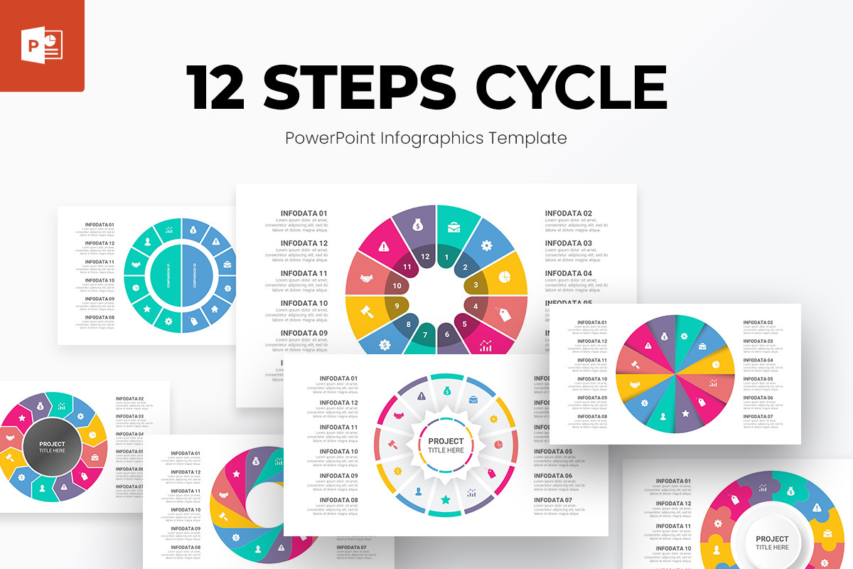 12 Steps Cycle Infographics PowerPoint Template | Nulivo Market