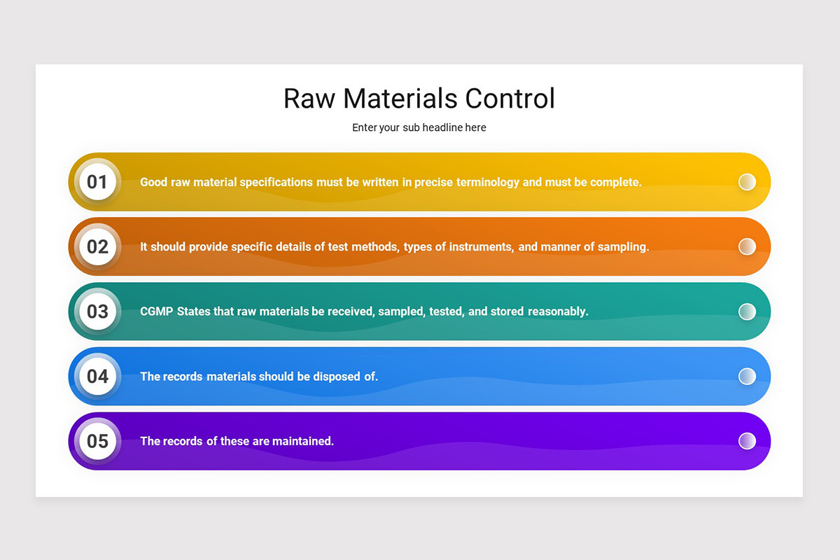 Raw Materials Control PowerPoint Template | Nulivo Market