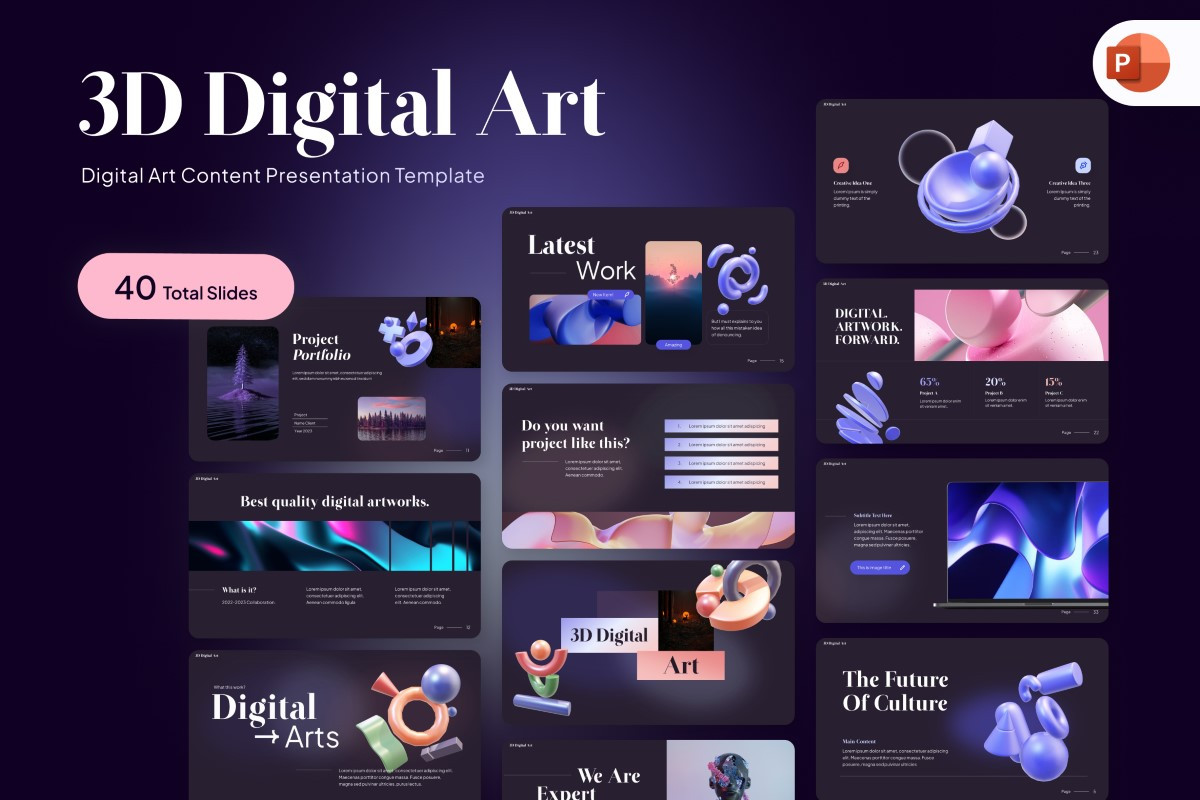 3D Digital Art PowerPoint Template | Nulivo Market
