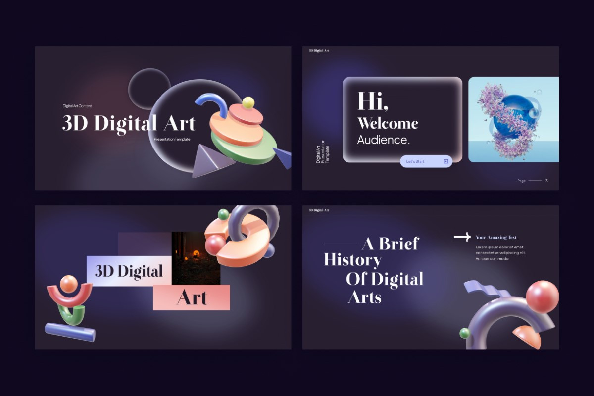 3D Digital Art PowerPoint Template | Nulivo Market