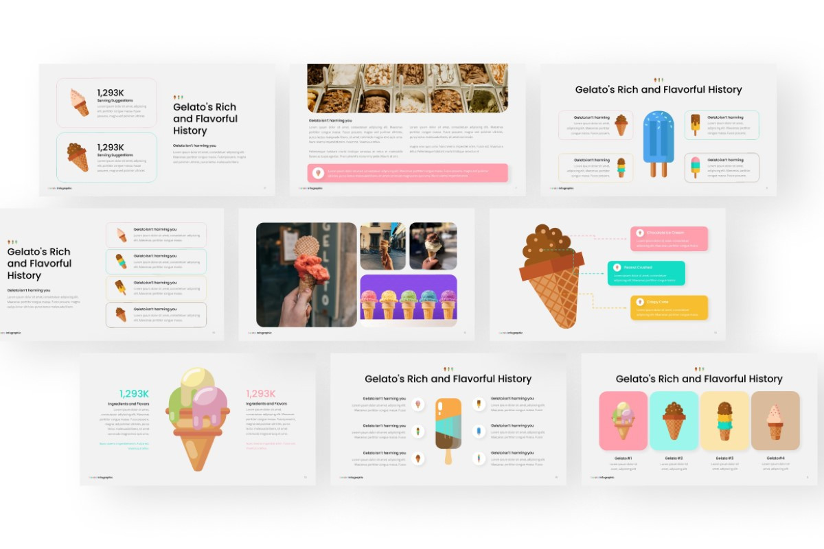 Gelato Ice cream Infographic PowerPoint Template | Nulivo Market