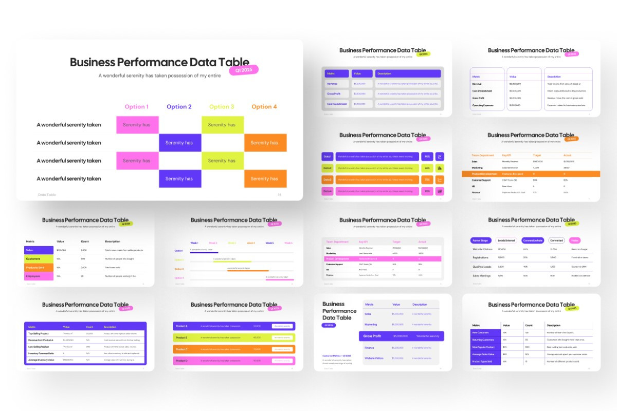 Clean Data Table Presentation PowerPoint Template | Nulivo Market