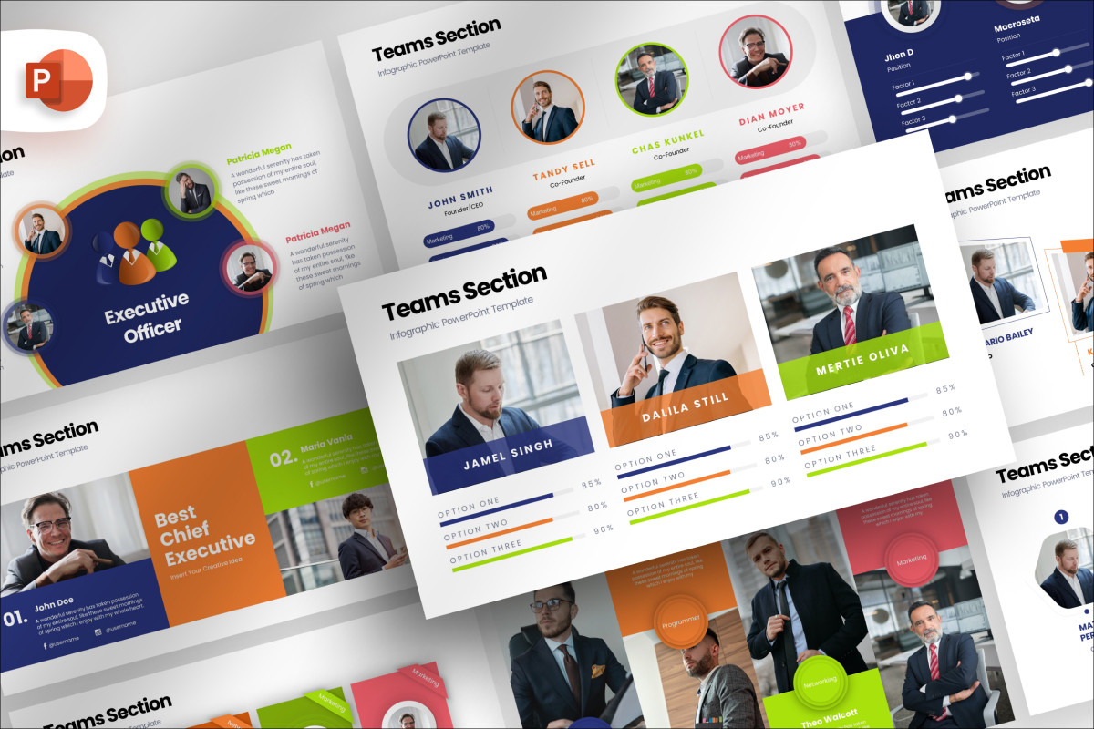 Teams Section - Infographic PowerPoint Template | Nulivo Market