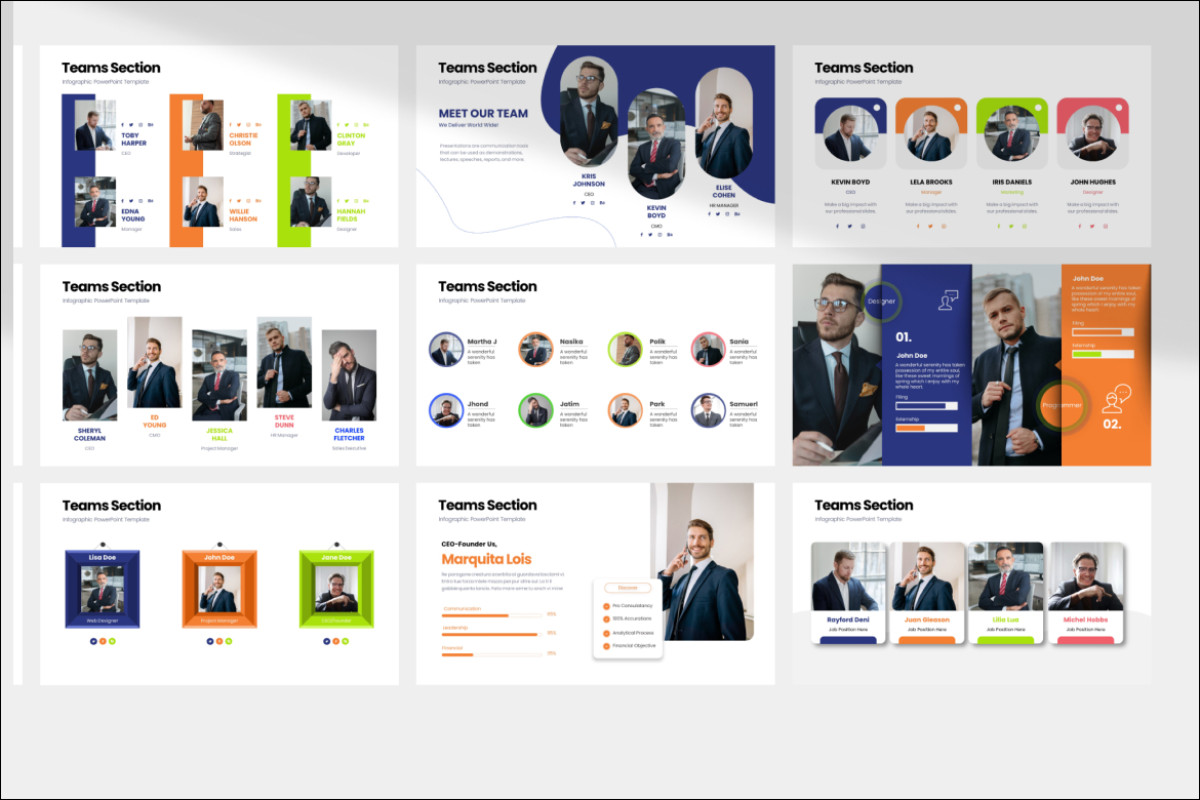 Teams Section - Infographic PowerPoint Template | Nulivo Market