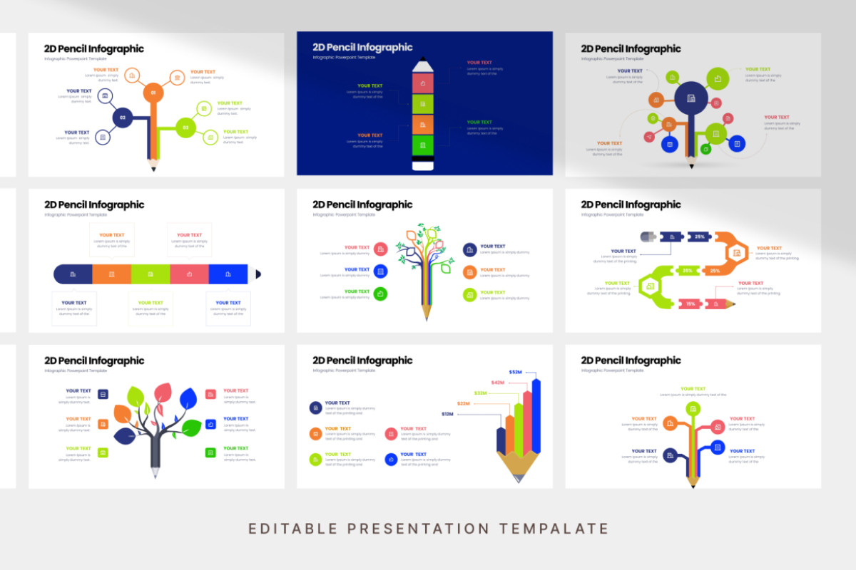 2D Pencil Infographic - Presentation Template | Nulivo Market