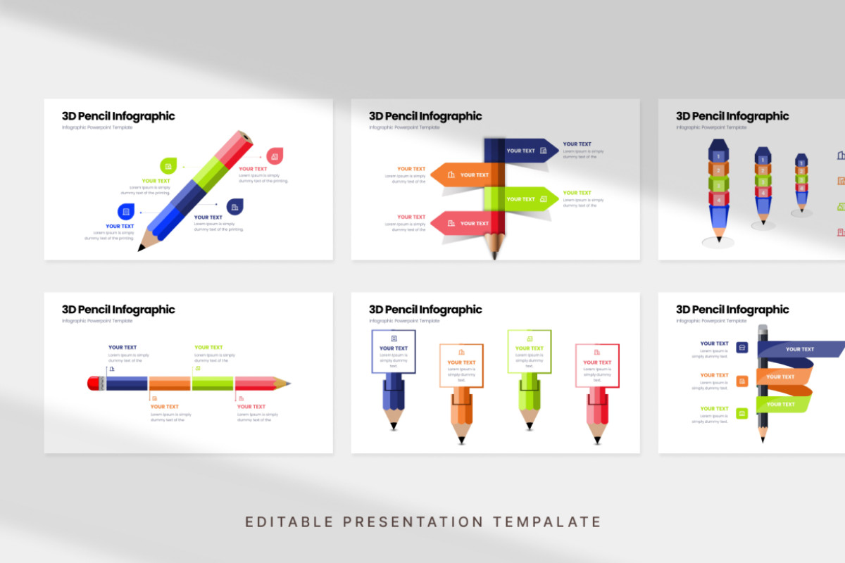 3D Pencil Infographic - Presentation Template | Nulivo Market