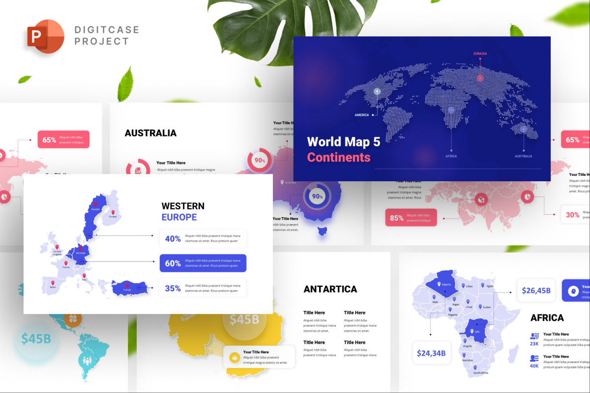 5 Continents World - Map Project Infographic | Nulivo Market