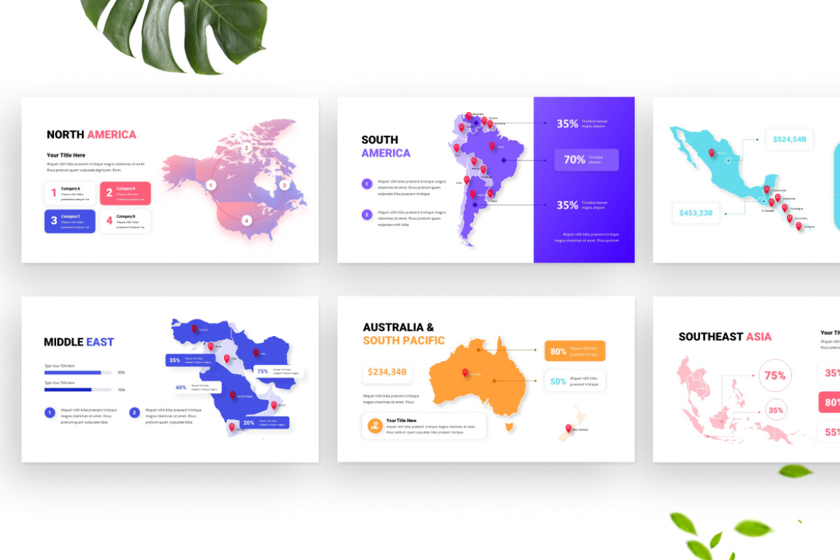 12 Continents World - Map Project Infographic | Nulivo Market