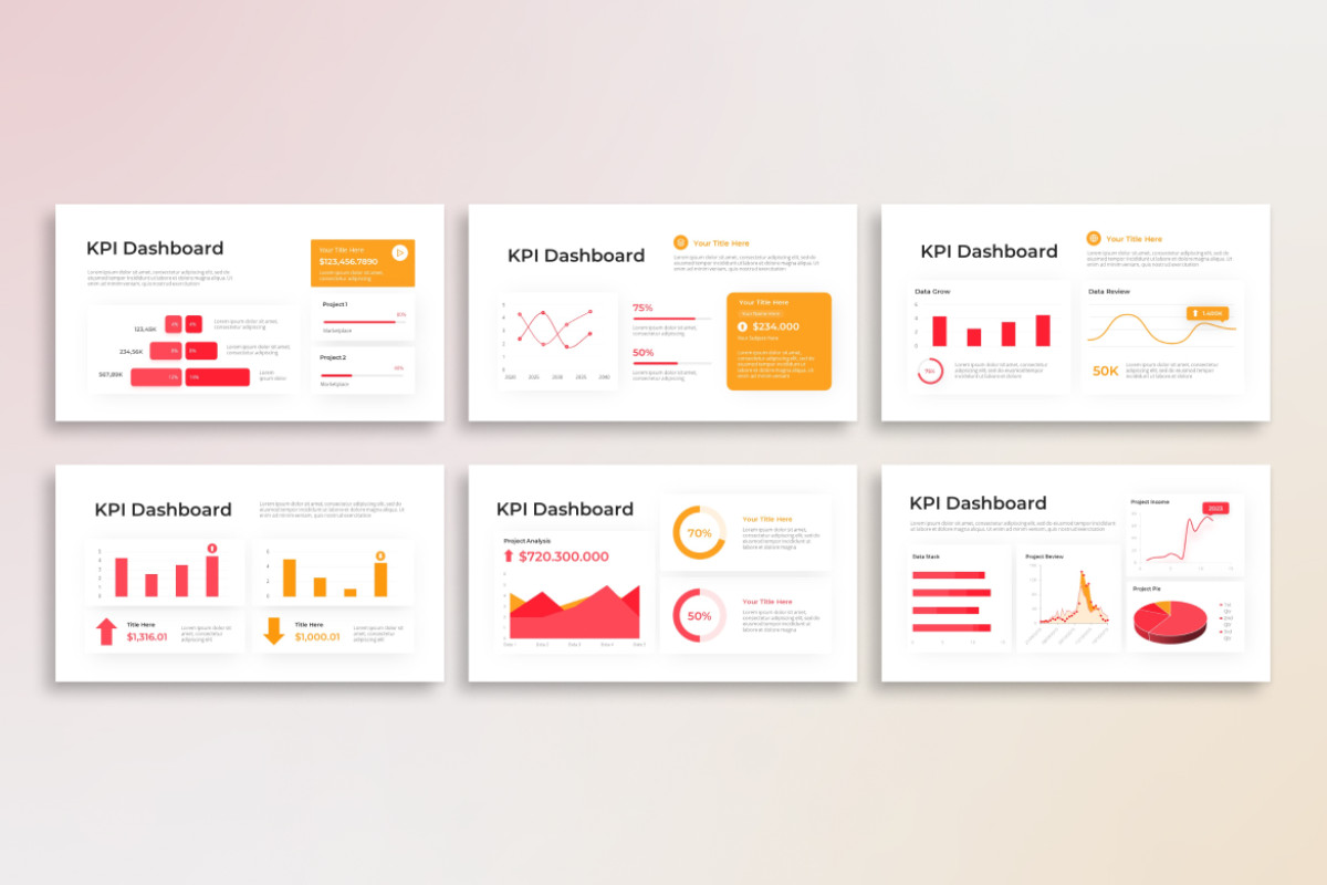 KPI Dashboard Modern Clean - PowerPoint Template | Nulivo Market
