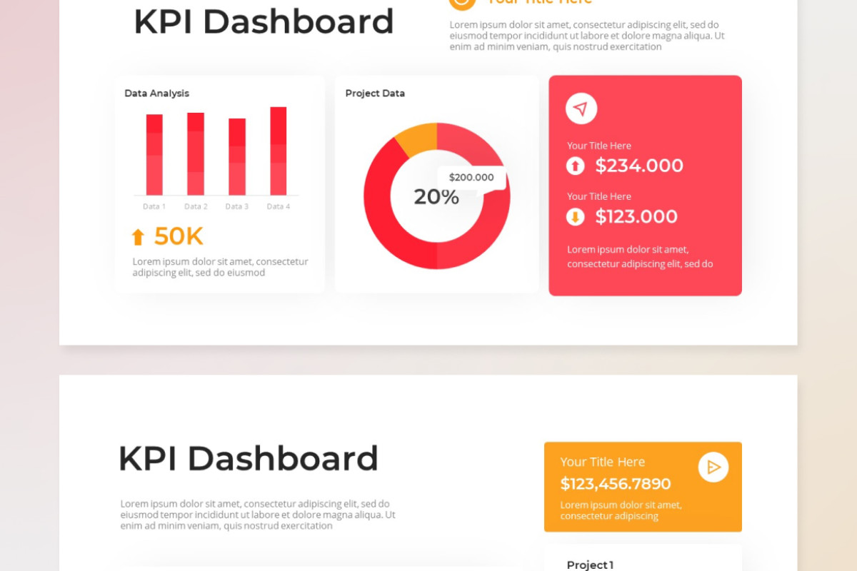 KPI Dashboard Modern Clean - PowerPoint Template | Nulivo Market