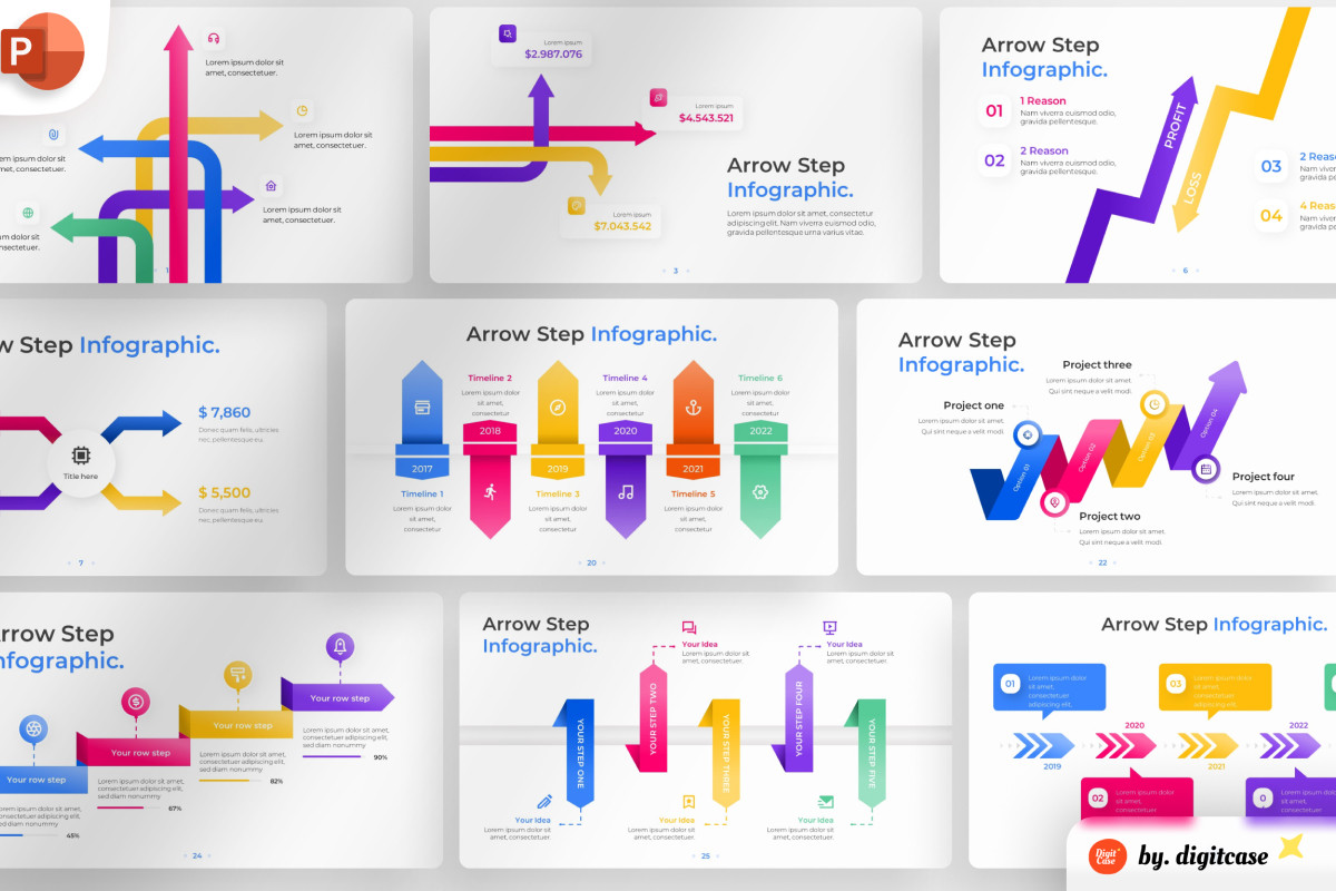 Arrow Step PowerPoint Infographic Template | Nulivo Market