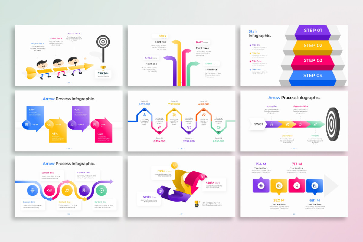 Arrow Process PowerPoint Infographic Template | Nulivo Market