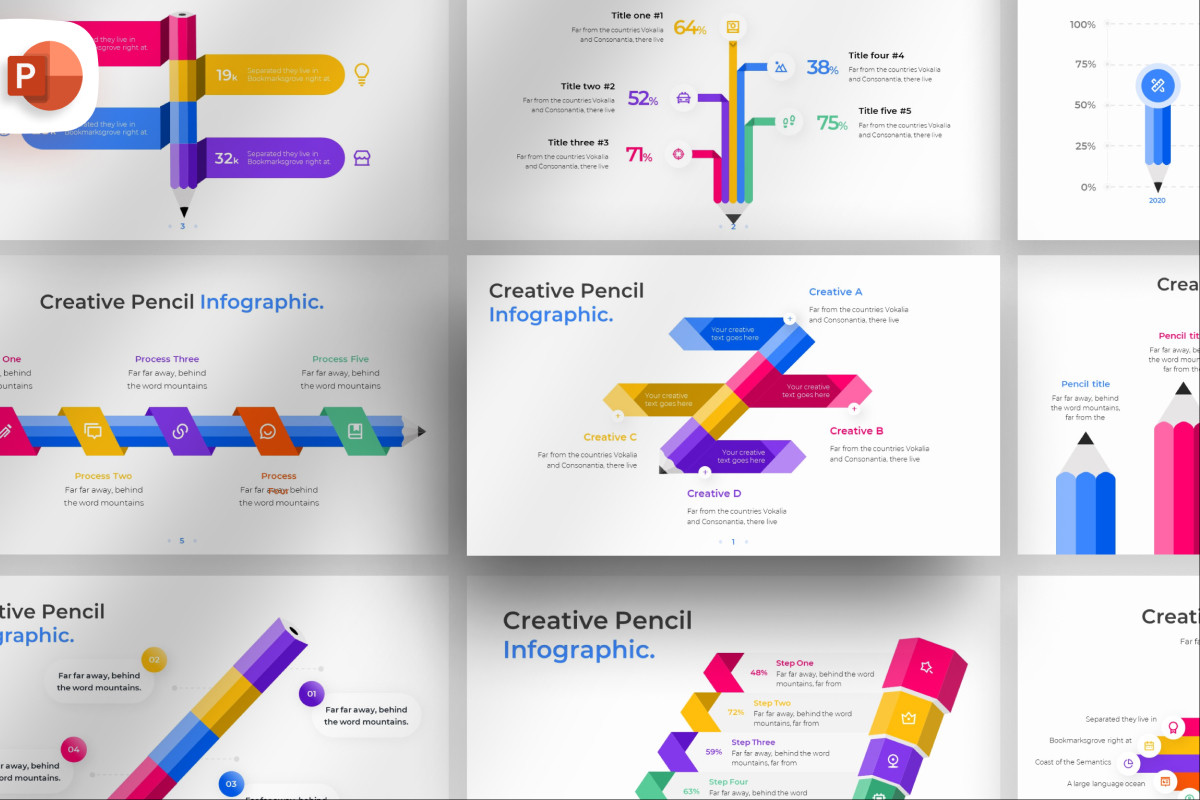 Creative Pencil PowerPoint Infographic Template | Nulivo Market