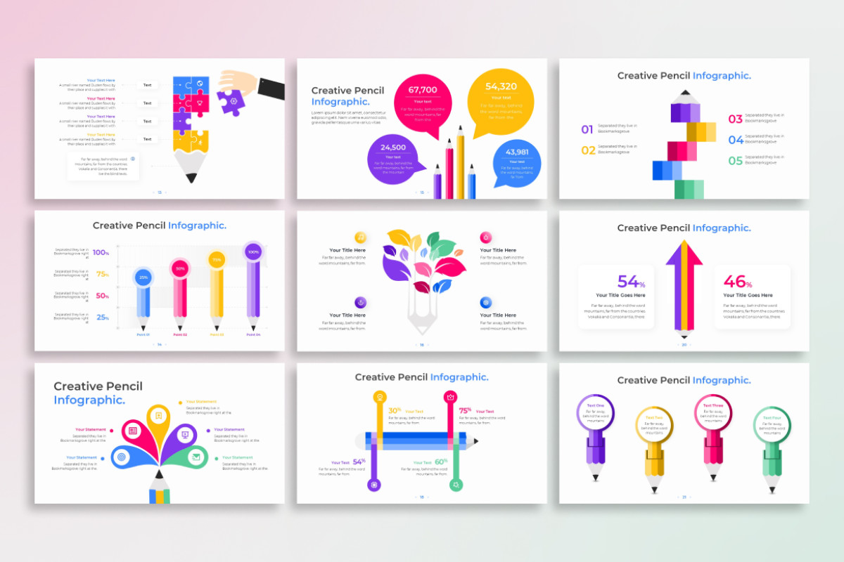 Creative Pencil PowerPoint Infographic Template | Nulivo Market