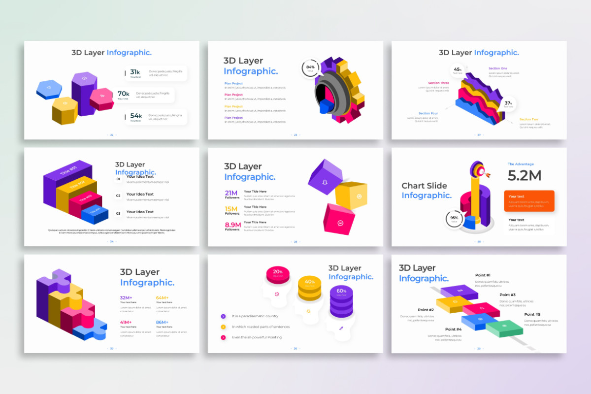 3D Layered PowerPoint Infographic Template | Nulivo Market