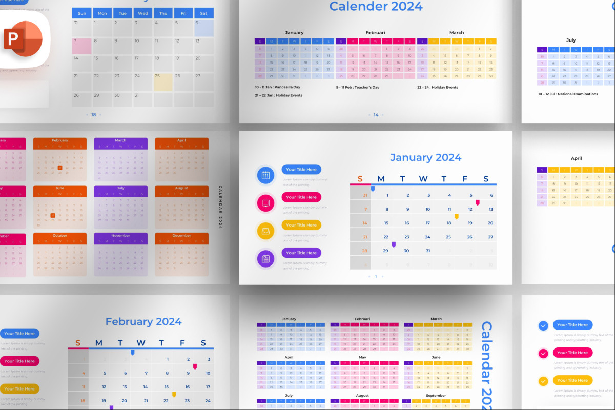 2024 Calendar PowerPoint Infographic Template | Nulivo Market
