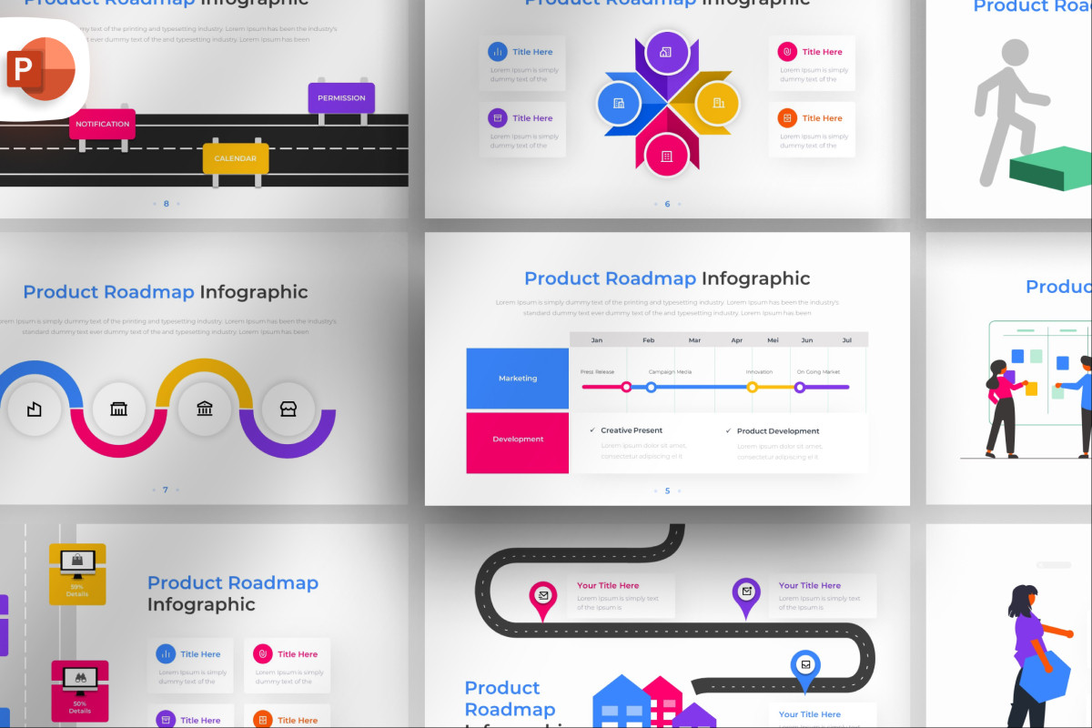 Product Roadmap PowerPoint Infographic Template | Nulivo Market
