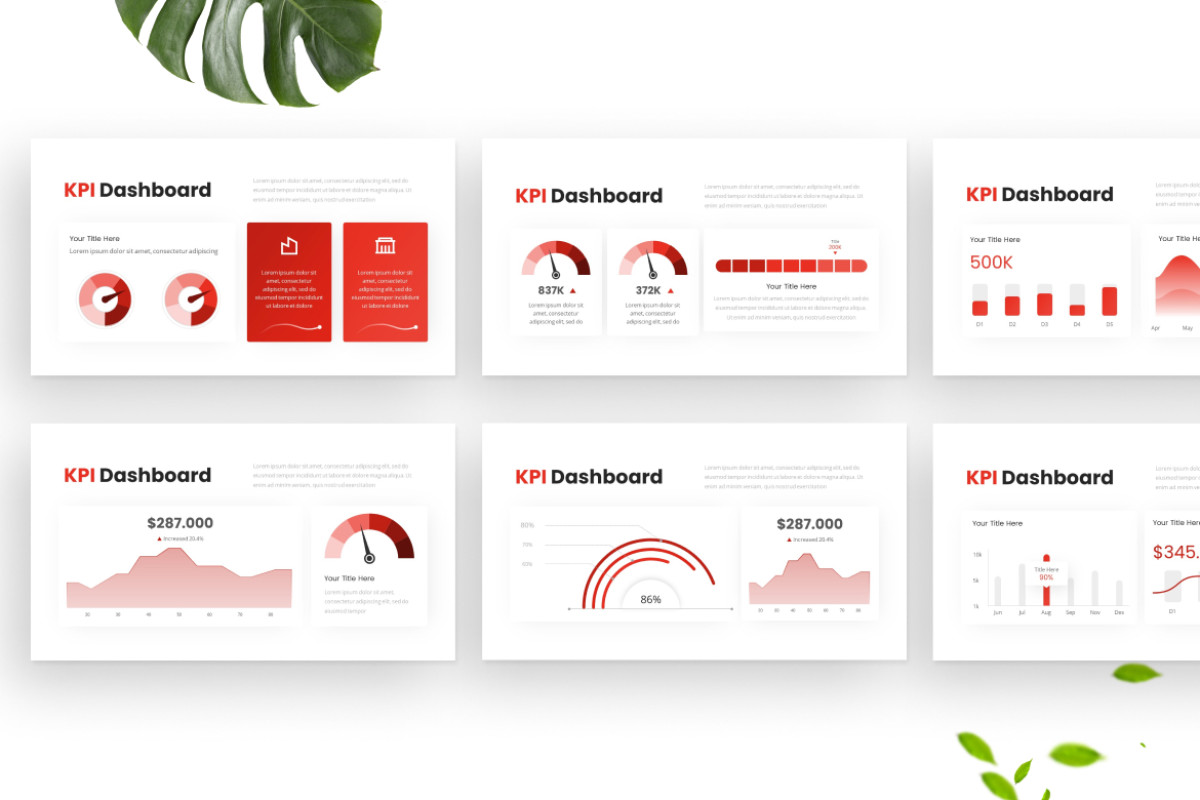 Modern Red KPI Dashboard - PowerPoint Template | Nulivo Market