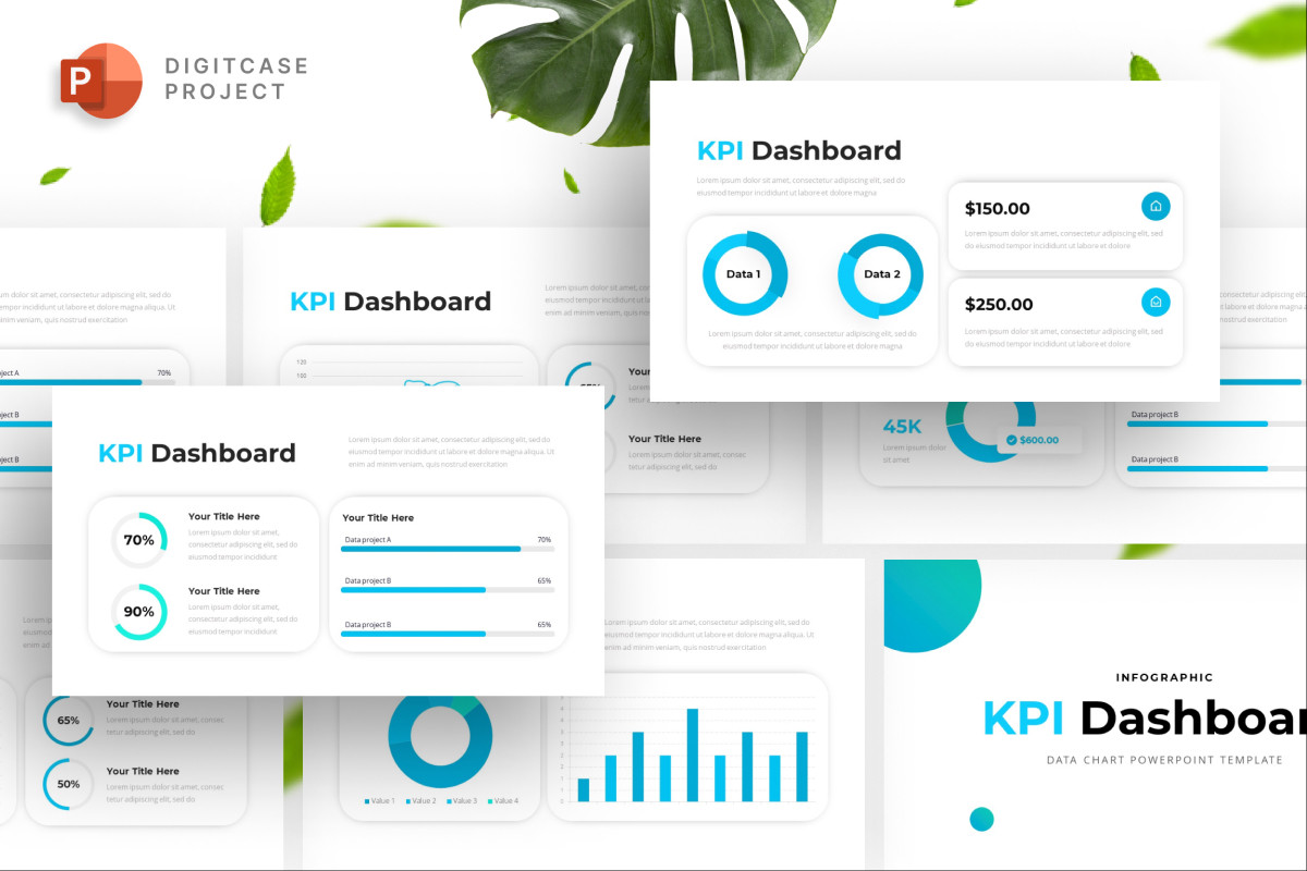 Clean Tosca KPI Dashboard - PowerPoint Template | Nulivo Market