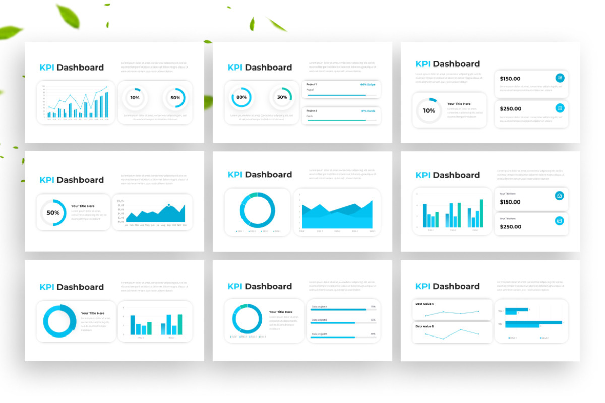 Clean Tosca KPI Dashboard - PowerPoint Template | Nulivo Market