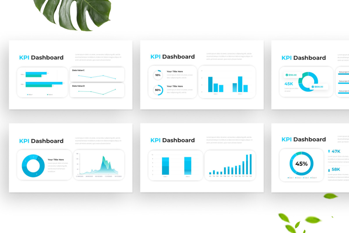 Clean Tosca KPI Dashboard - PowerPoint Template | Nulivo Market