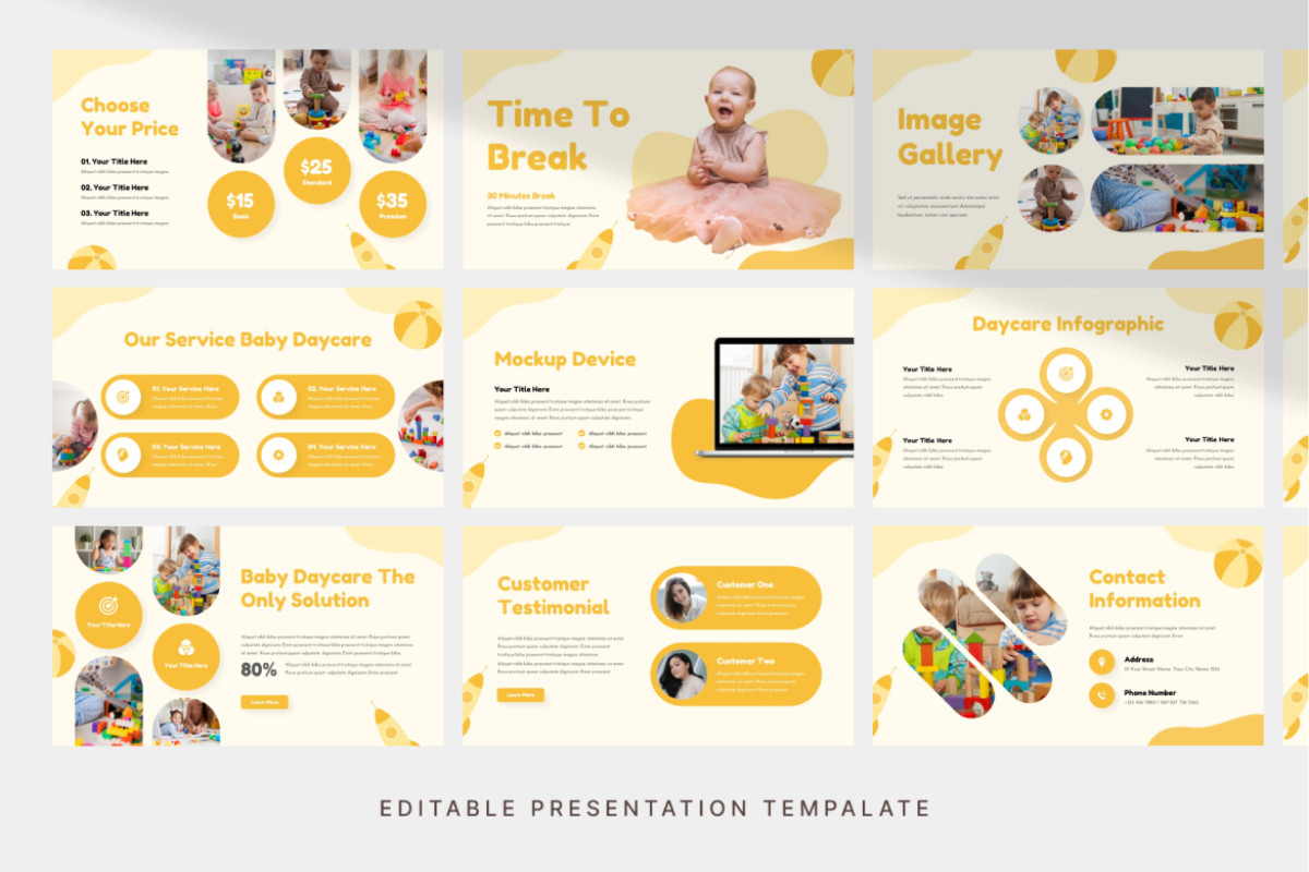 Cute Baby Daycare PowerPoint Template | Nulivo Market
