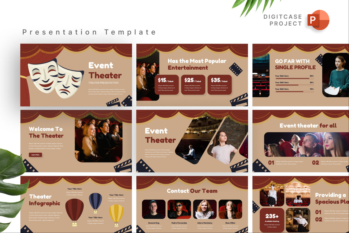 Retro Theater PowerPoint Template | Nulivo Market